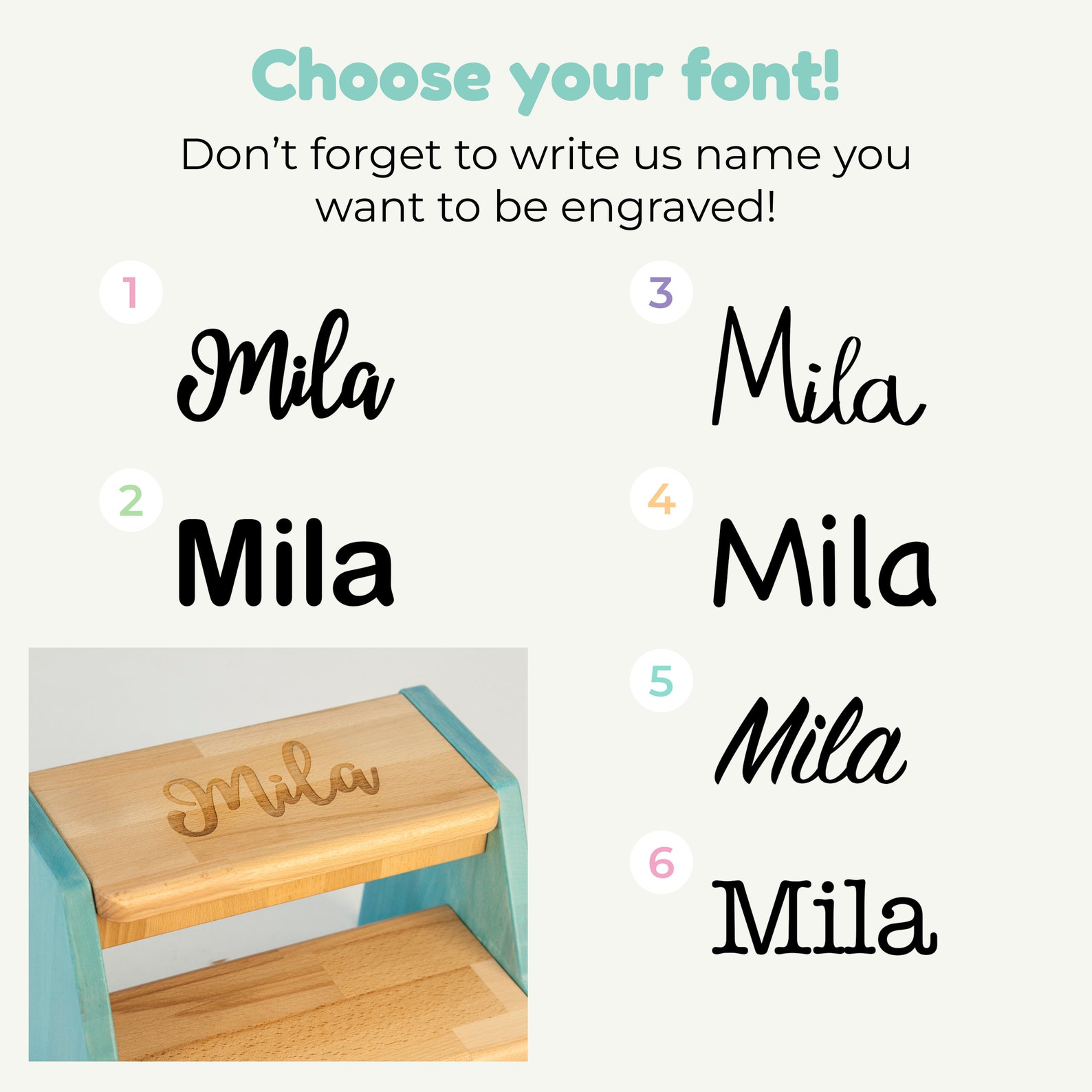 Name Montessori Learning Stool, Custom Name Child Step Stool, Wooden ...