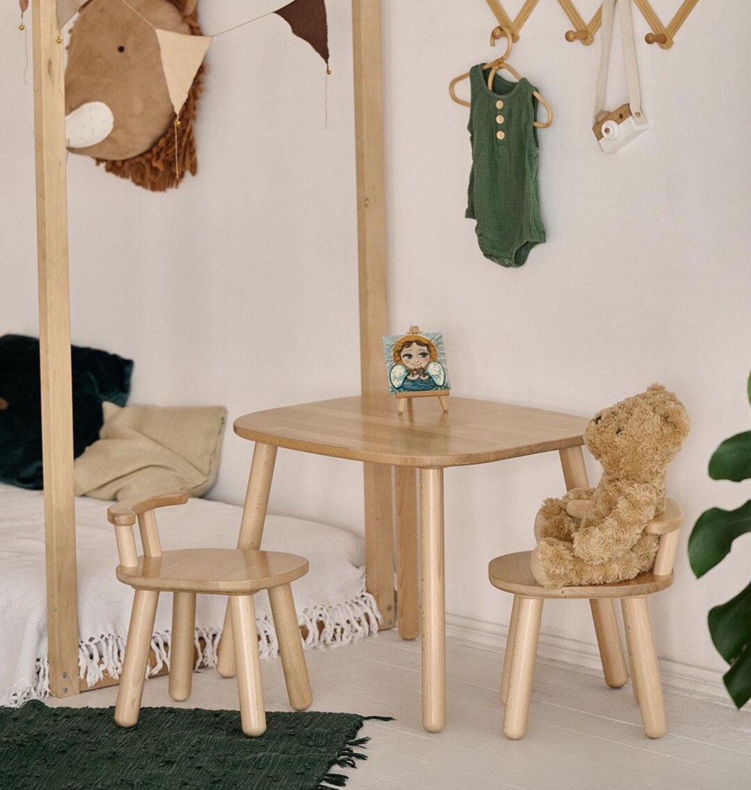 Montessori Toddler Table and Chairs Set, Waldorf Kid Table, Montessori ...