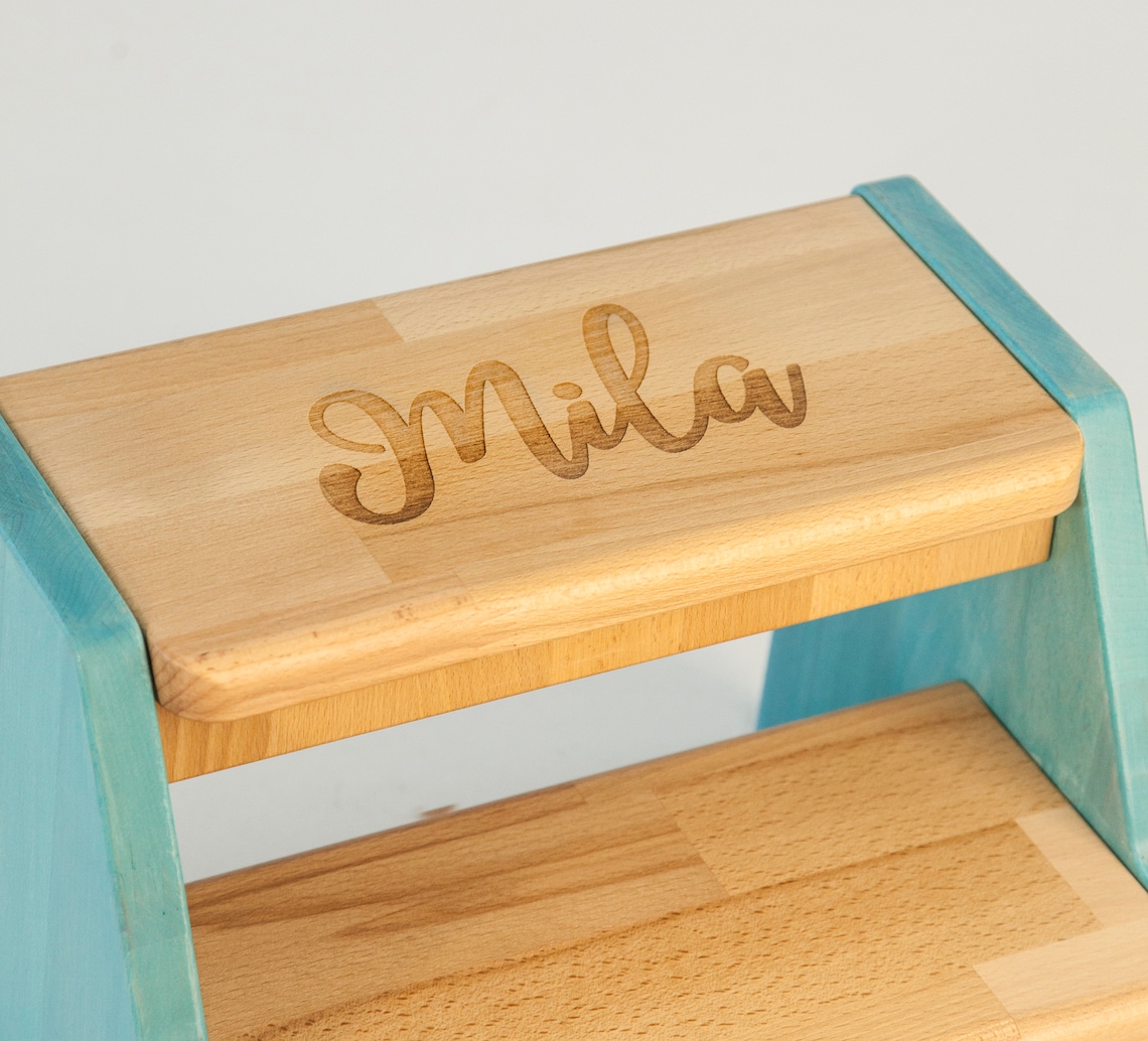 Montessori Step Stool With Kids Name, Custom Step Stool With Name ...