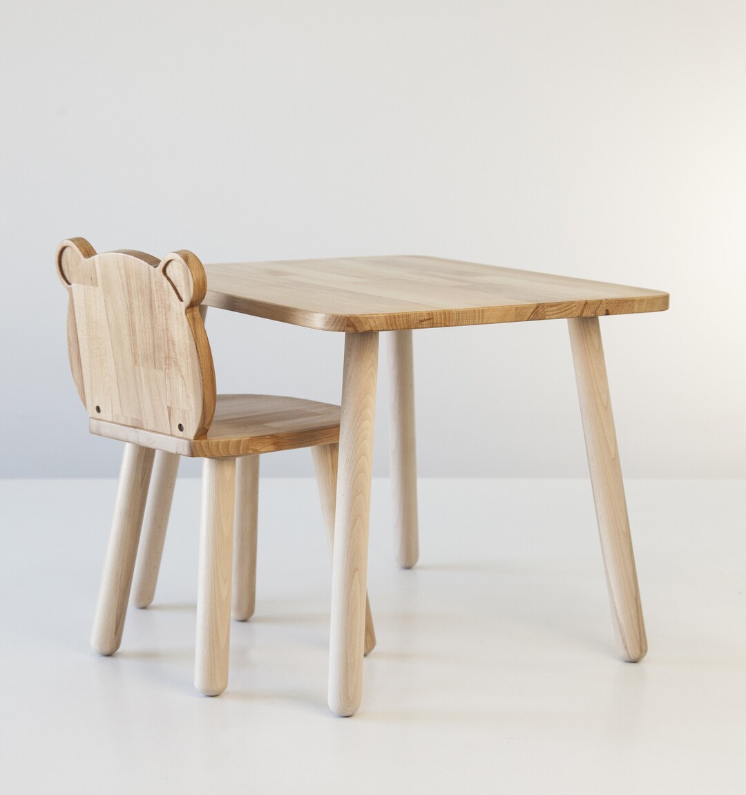 Toddler Table Set With 1 Chair, Kindergarten Table, Bear Shape Chair ...