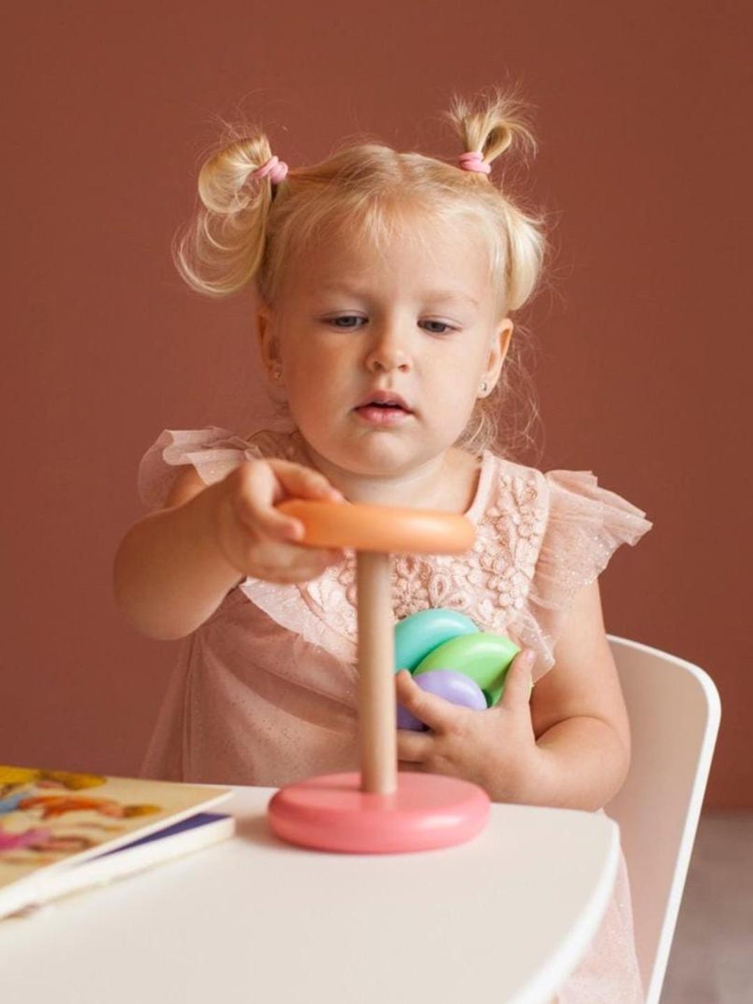 Toddlers Geometric Nest Stacker, Stacking Rings, Pyramid Stacking Toy ...