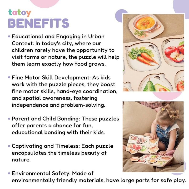 Food Puzzle for Toddlers, Montessori Wooden Learning Cards - Etsy