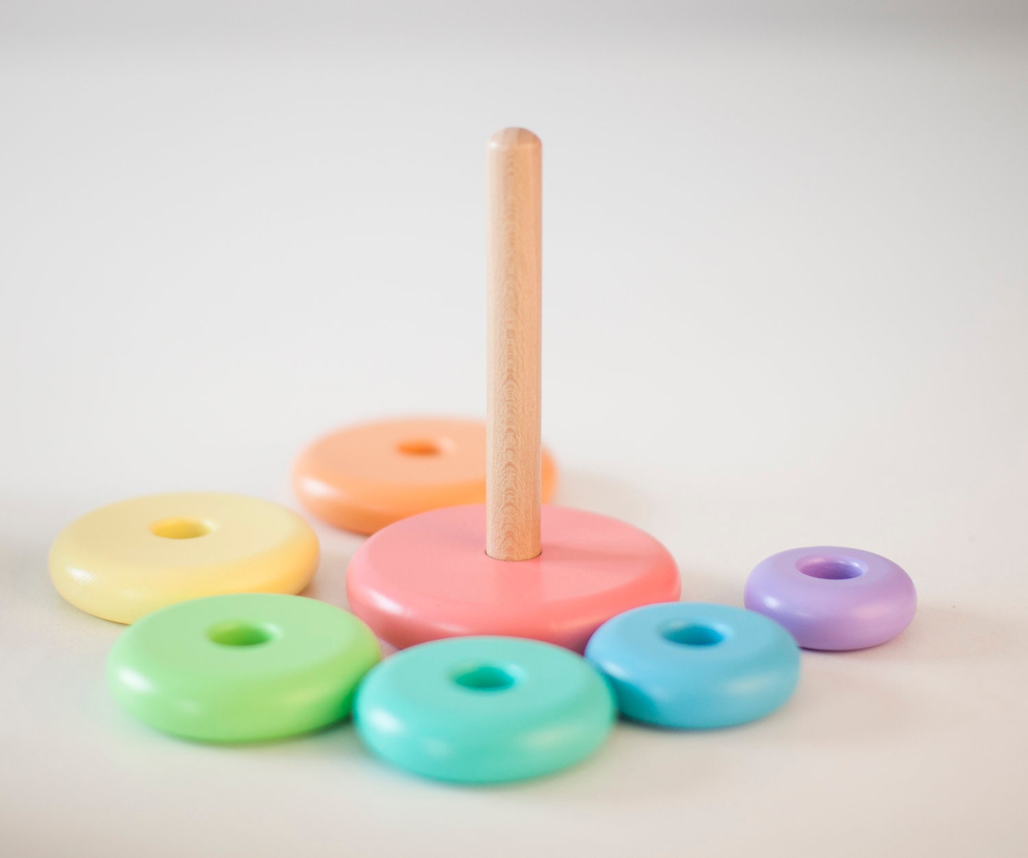 Pyramid Stacking Toy Natural Wood Toy Color Sorting Toy - Etsy