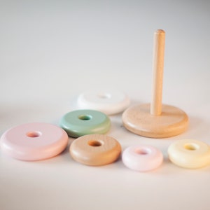 Montessori Pastel Color Stacker, Wooden Calming Stacking Toy, Pyramid ...