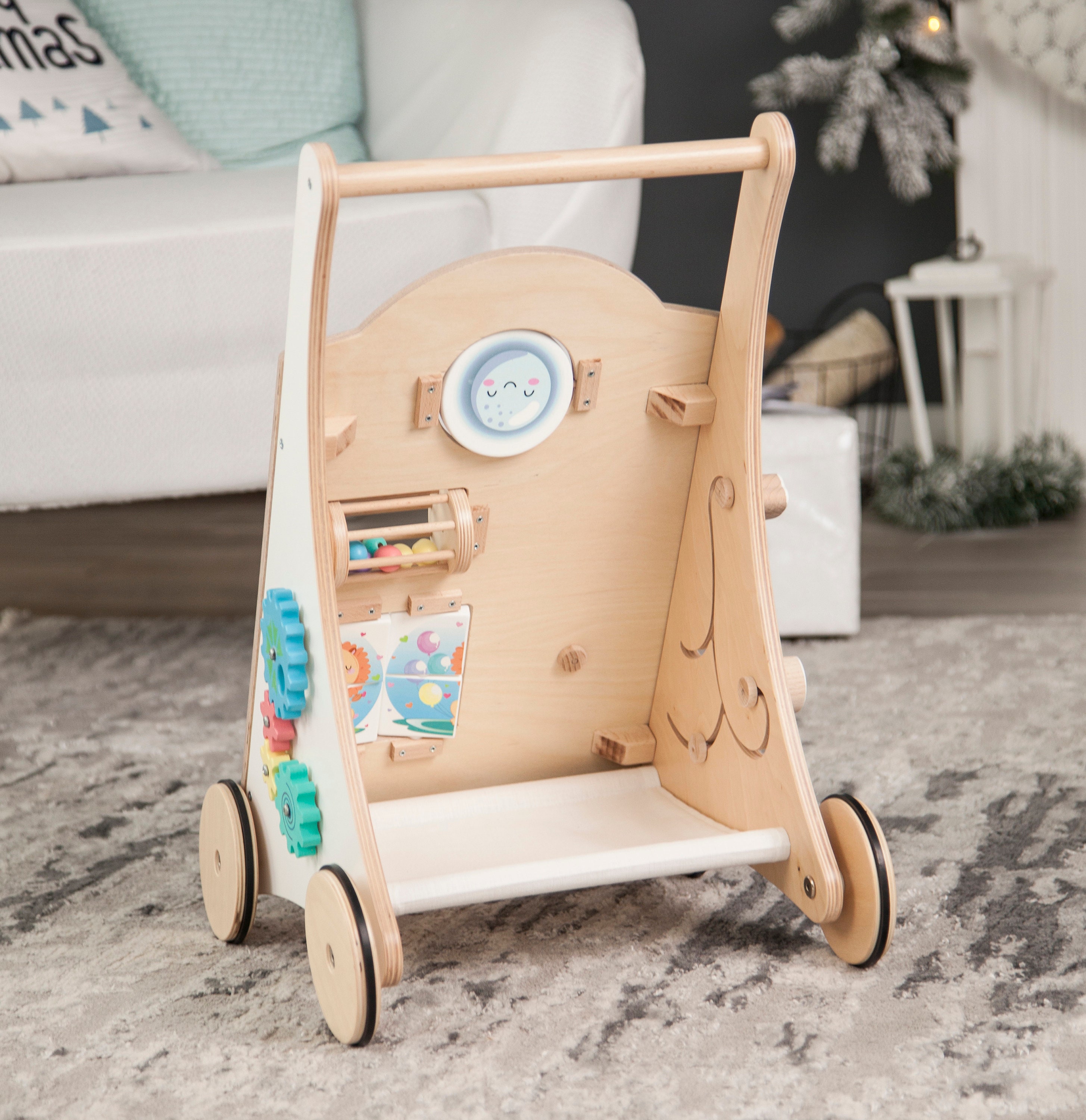 Baby Push Walker, Travel Busy Board, Wooden Push Toy, Pull Toy for Kids ...