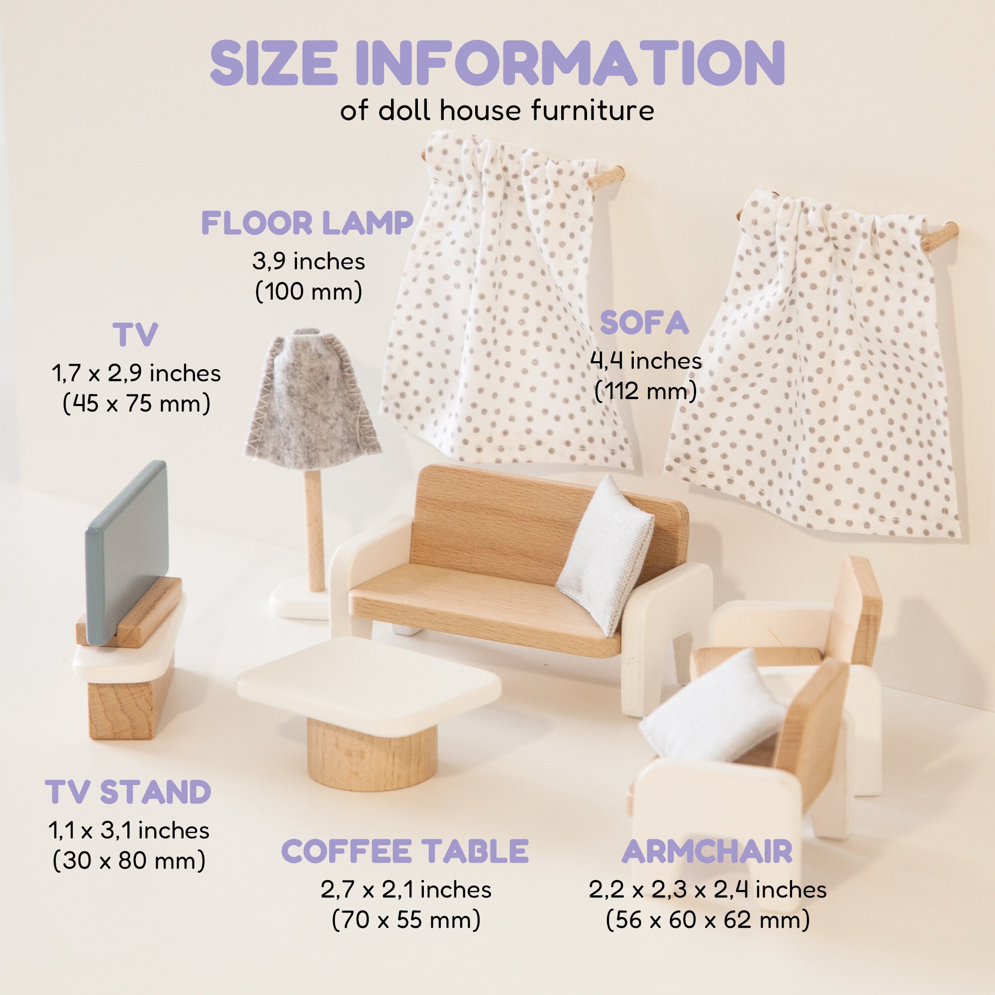 Big Wooden Doll House White Set With Furniture, Unique Holiday Gift ...