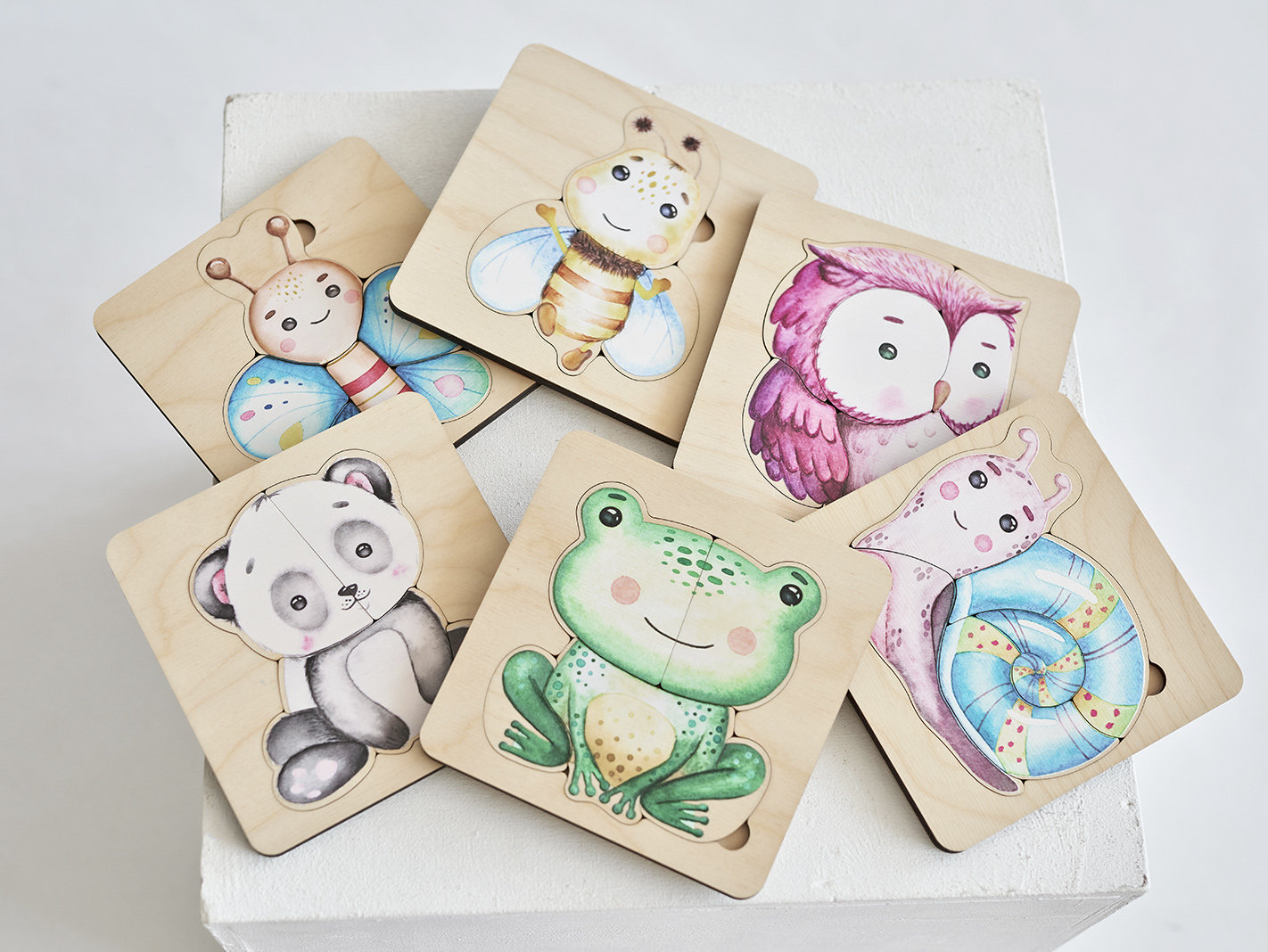 Toddler Educational Puzzle With Cute Bugs, Birch Plywood Puzzles With ...