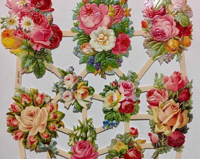 SCRAP RELIEFS Pink Roses Flowers (1 Sheet) #7372 - Embossed Die Cuts ...