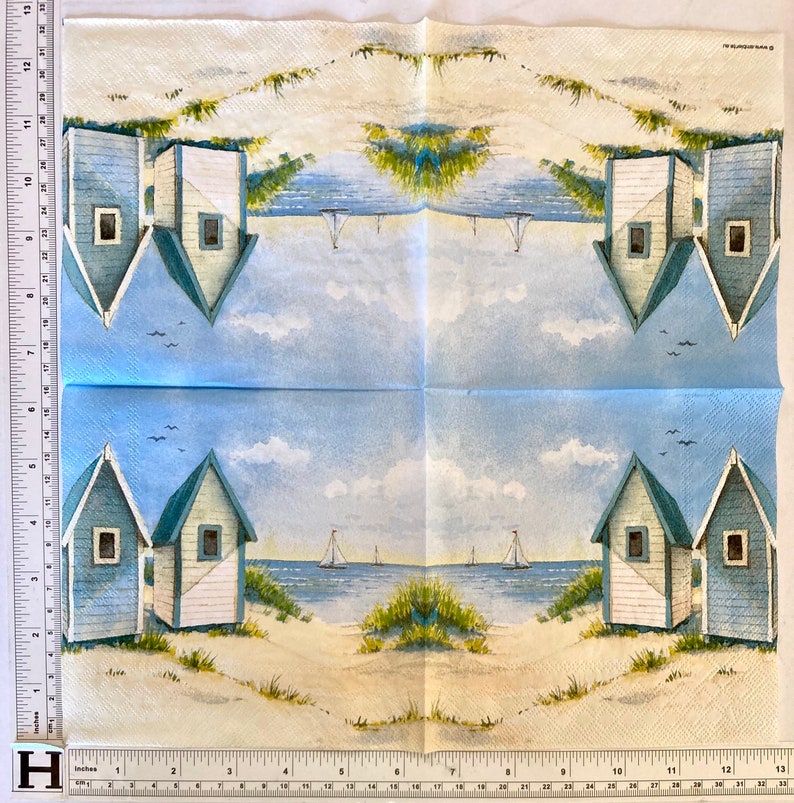 3 Decoupage Napkins Sunny Seaside Beach 13 X 13 - Etsy