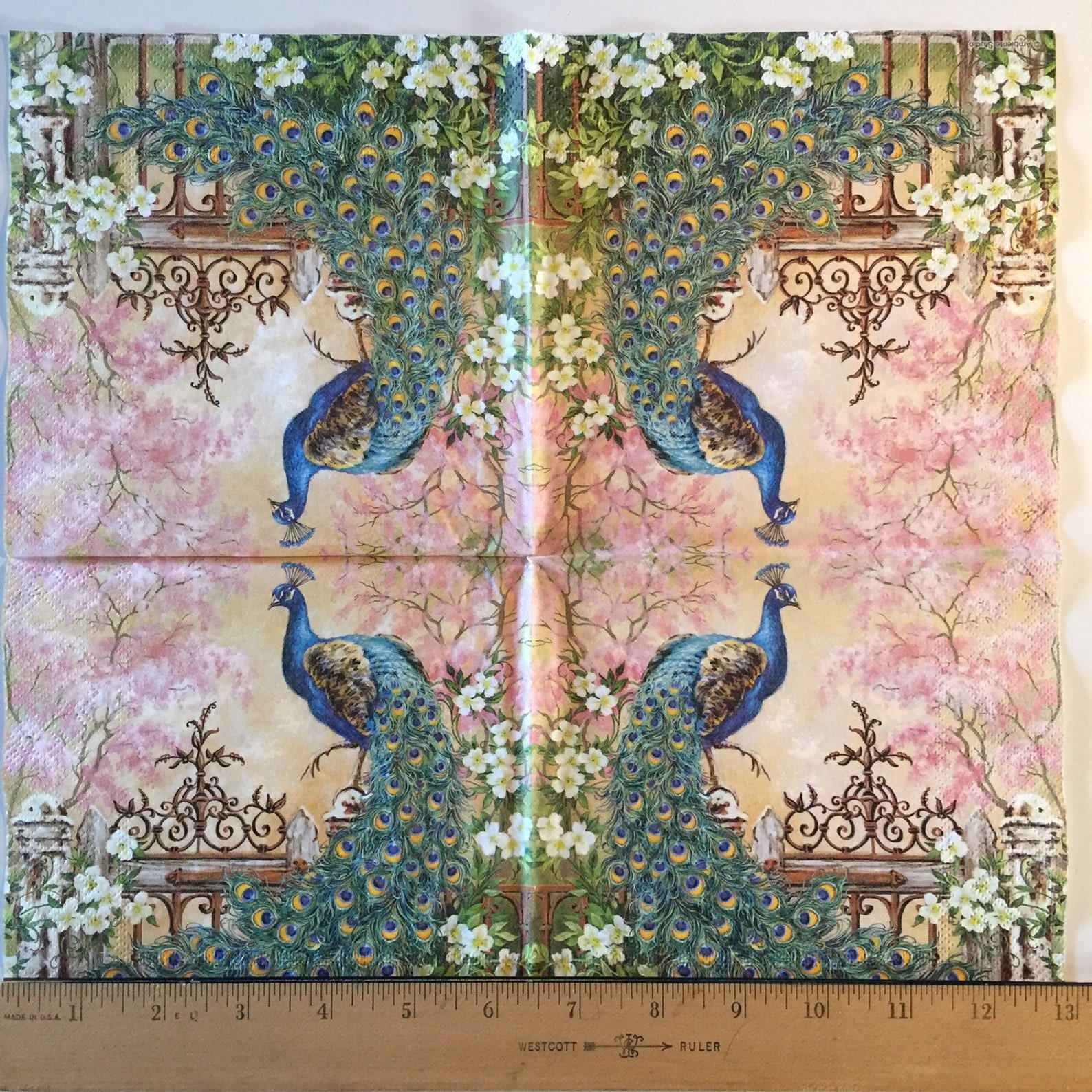 3 Decoupage Napkins, Noble Beautiful Peacock, 13" X 13" Unfolded - Etsy
