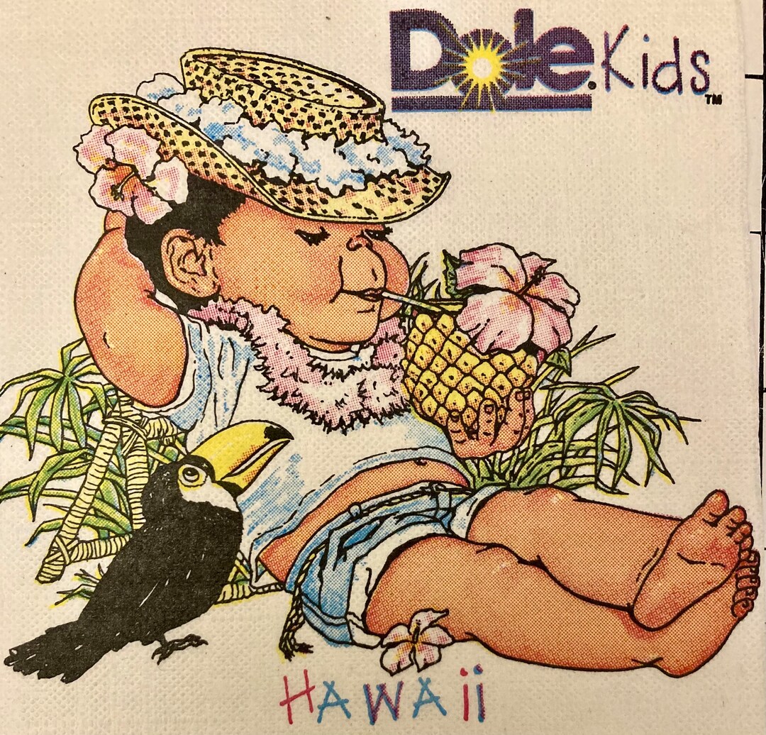 3 Decoupage Beverage Authentic Vintage Napkins, Hawaii Dole Kids Boy ...