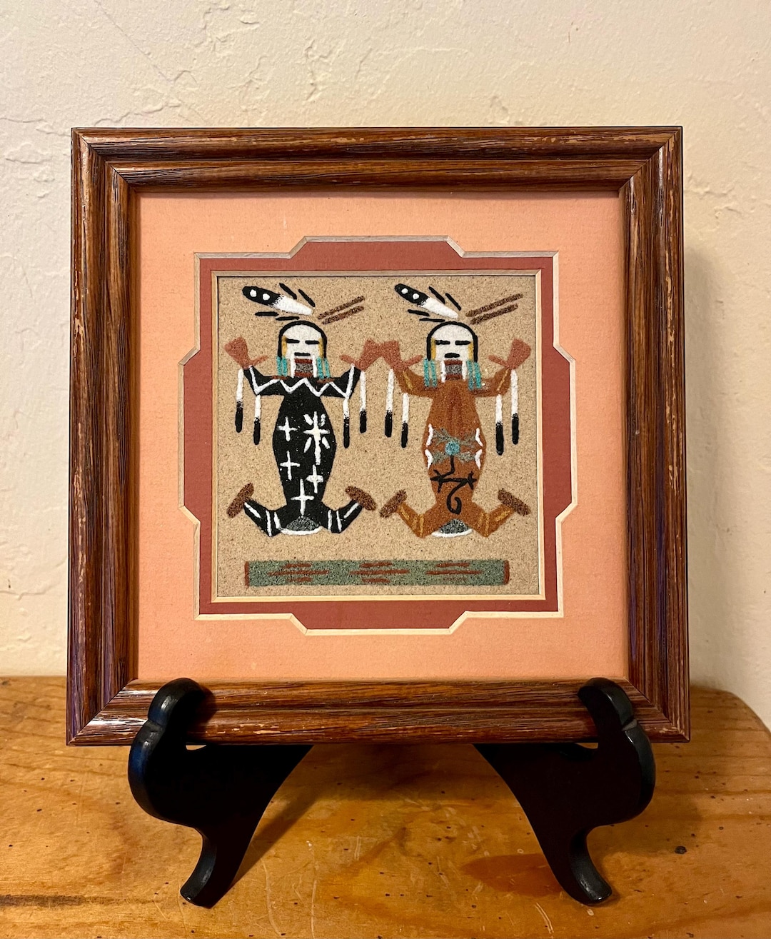 Vintage 7”x7” Framed Navajo Sand Painting Father Sky, Mother Earth ...