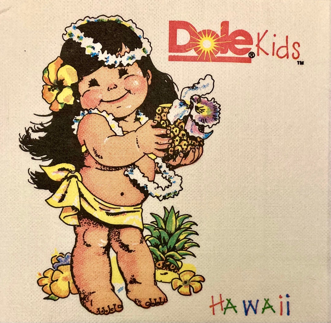 3 Decoupage Beverage Authentic Vintage Napkins, Hawaii Dole Kids Girl ...