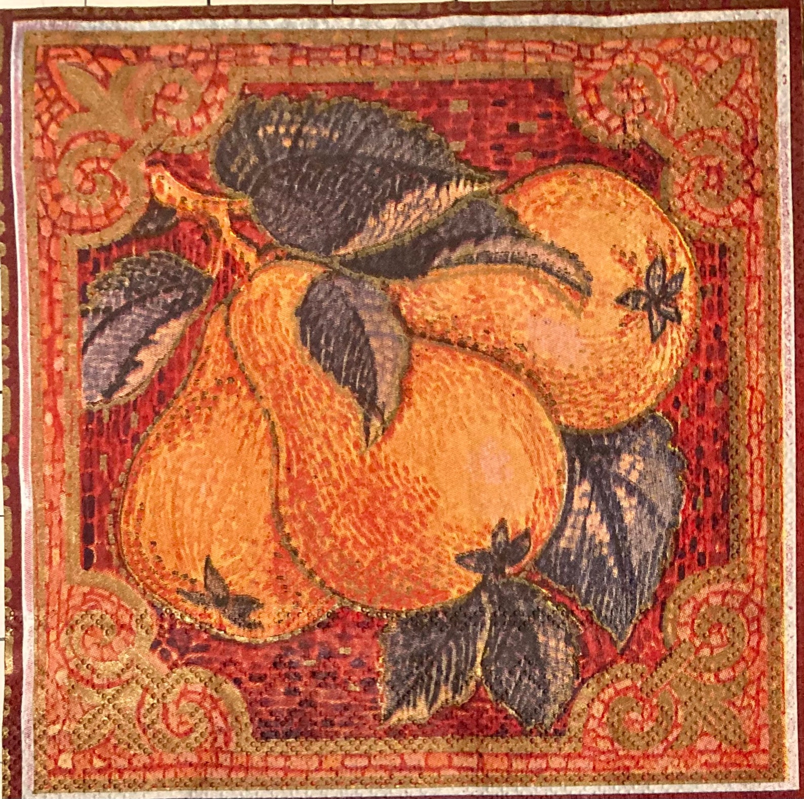 3 Decoupage Napkins - Pears Oranges Pomegranates Grapes Fruits Mosaic ...