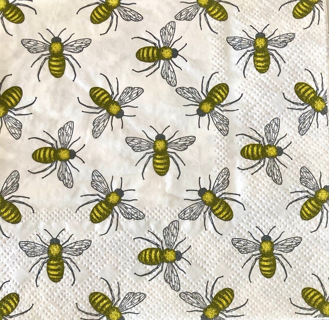 3 Decoupage Beverage Napkins, 72 One Inch Bees, 10" X 10" Unfolded - Etsy