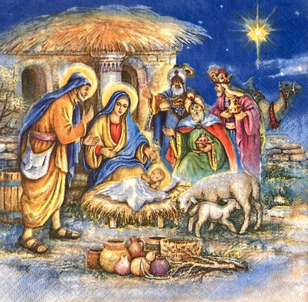 3 Decoupage Napkins Nativity Holy Family 13 X 13 - Etsy