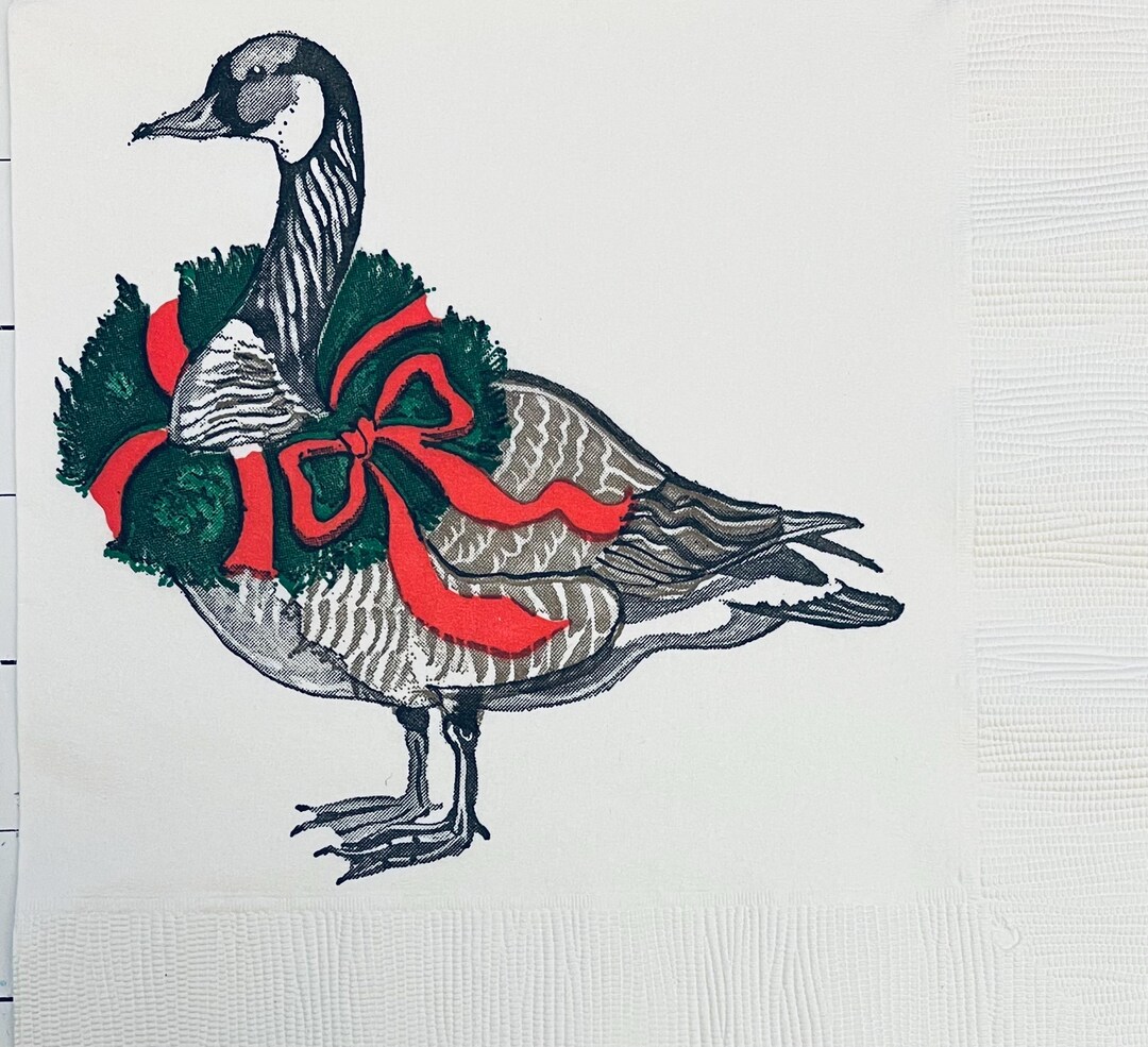 3 Vintage Decoupage Napkins, Gordon Fraser Christmas Goose, 13" X 13 ...