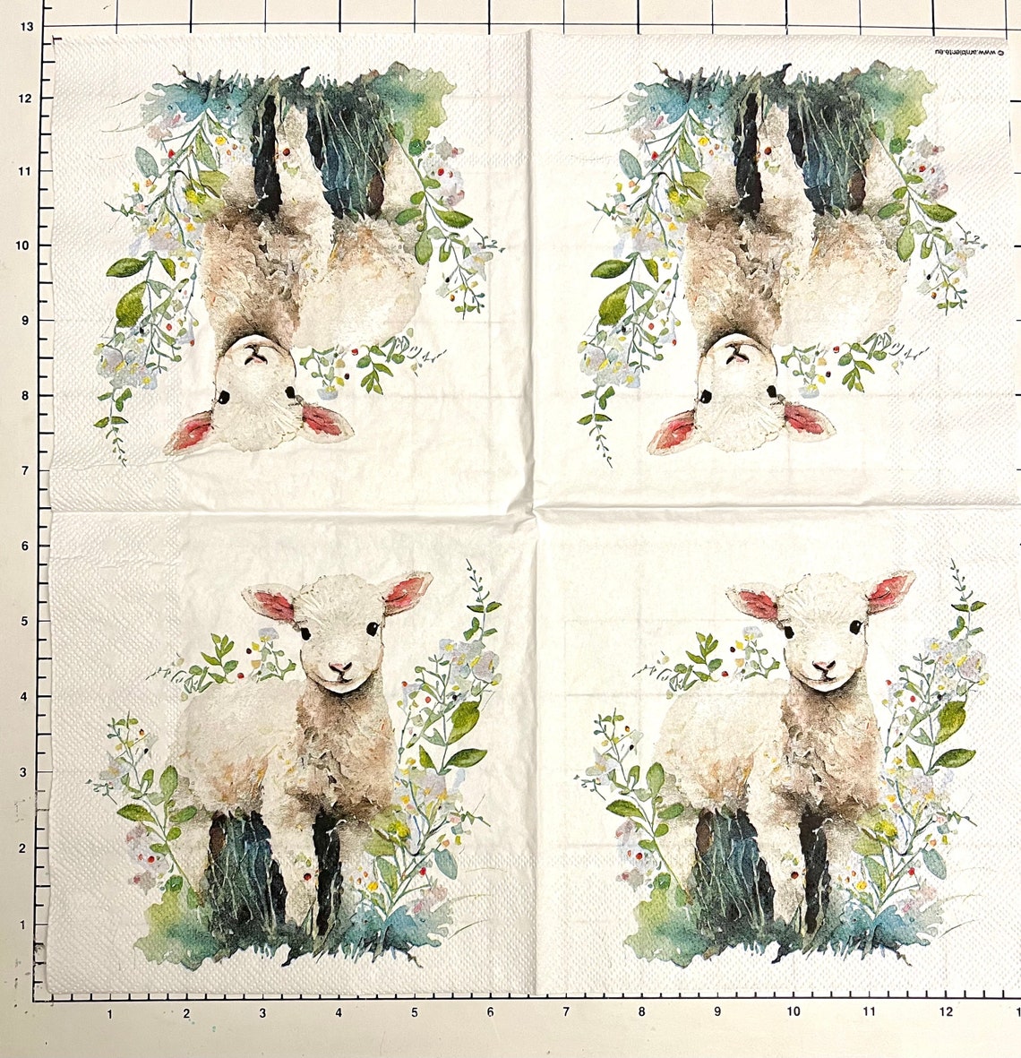 3 Decoupage Napkins, Easter White Lamb, 13" X 13" Unfolded - Etsy