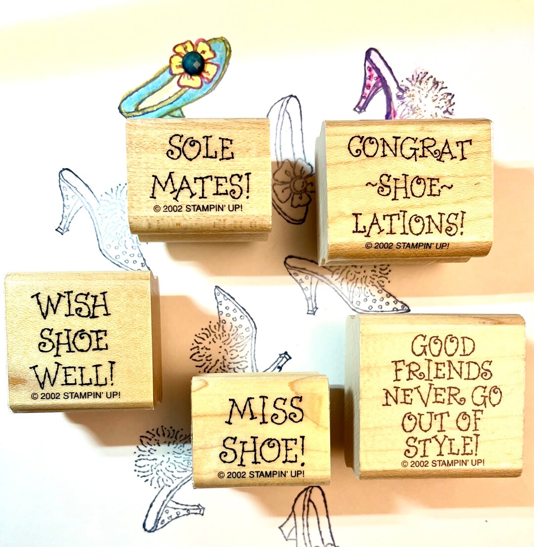 Five Stampin' Up! Funny Shoe Sayings Friendship Wooden Rubber Stamps ...