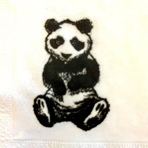 3 Vintage Decoupage Beverage Napkins, Cute Pandas Drawing, 10"x10 ...