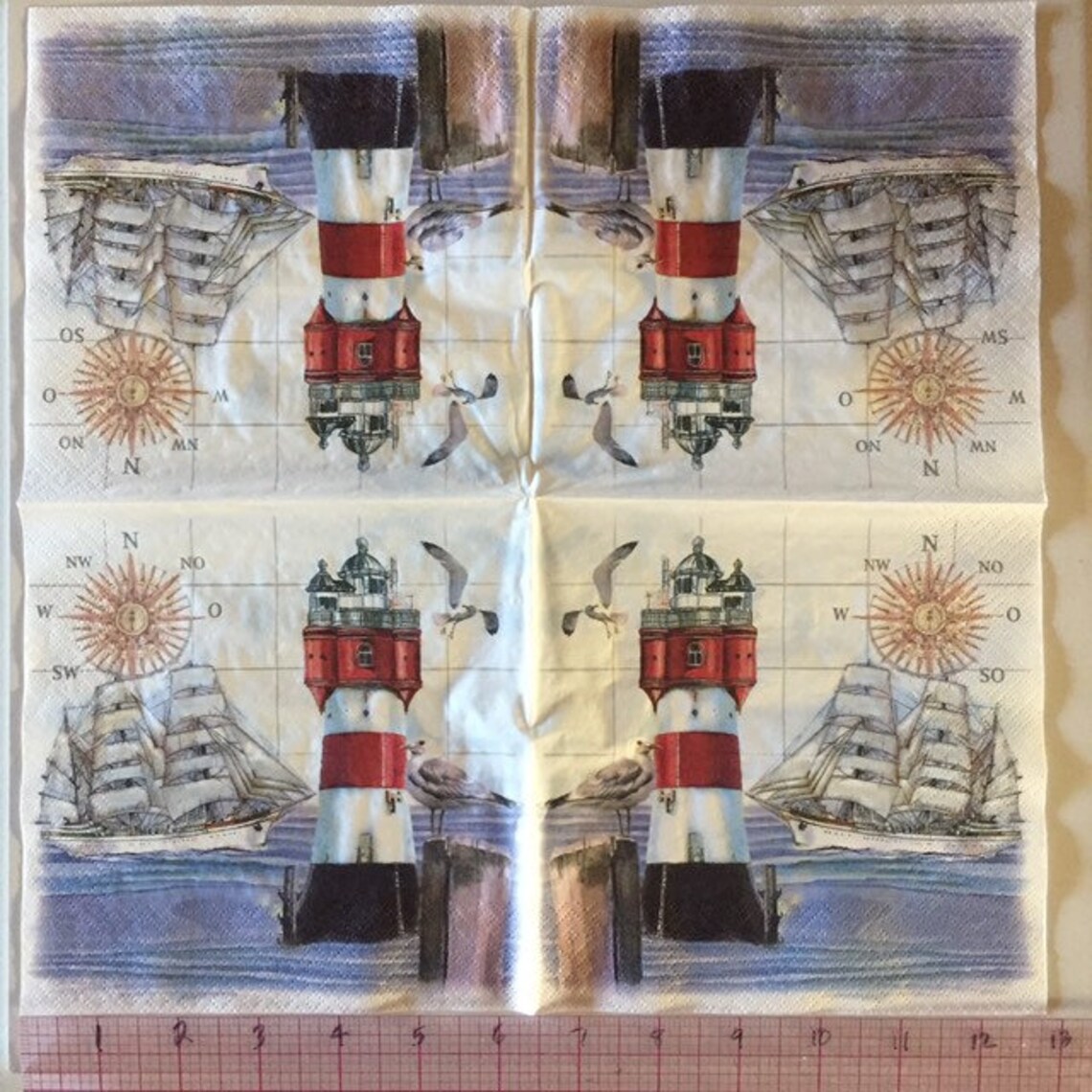3 Decoupage Napkins Ocean Lighthouse Compass Ship 13 X - Etsy