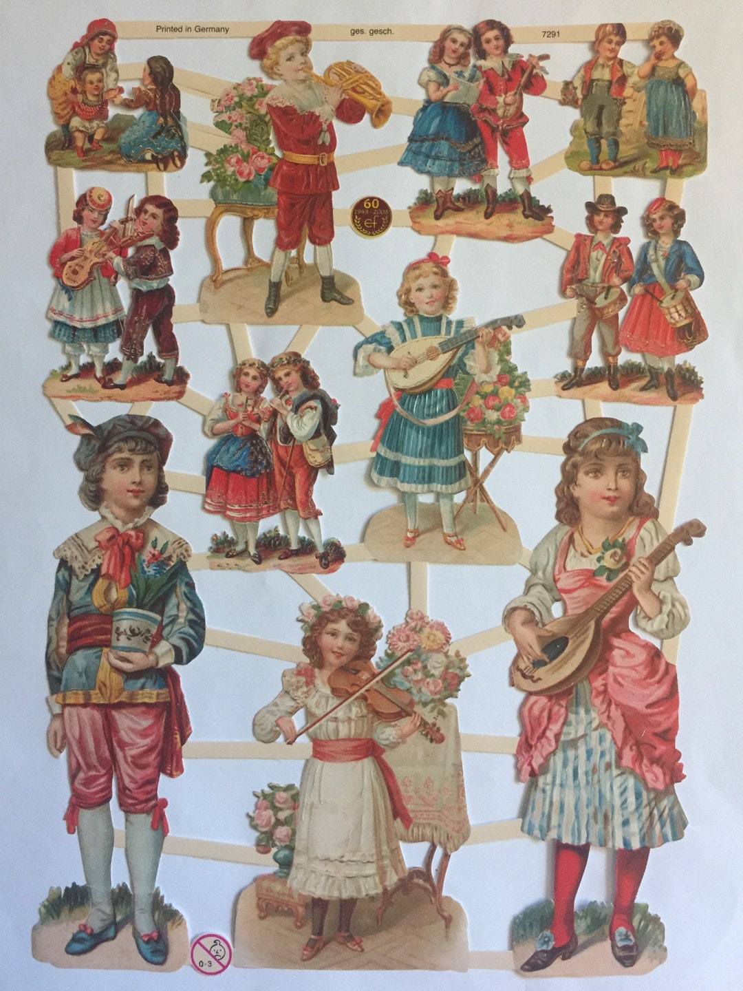 SCRAP RELIEFS Children Musical Instruments (1 Sheet) #7291 - Embossed ...