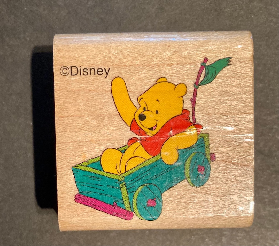 Disney Winnie-the-pooh in Wagon Mounted Wooden Stamp, 1.75" X 1.75 ...