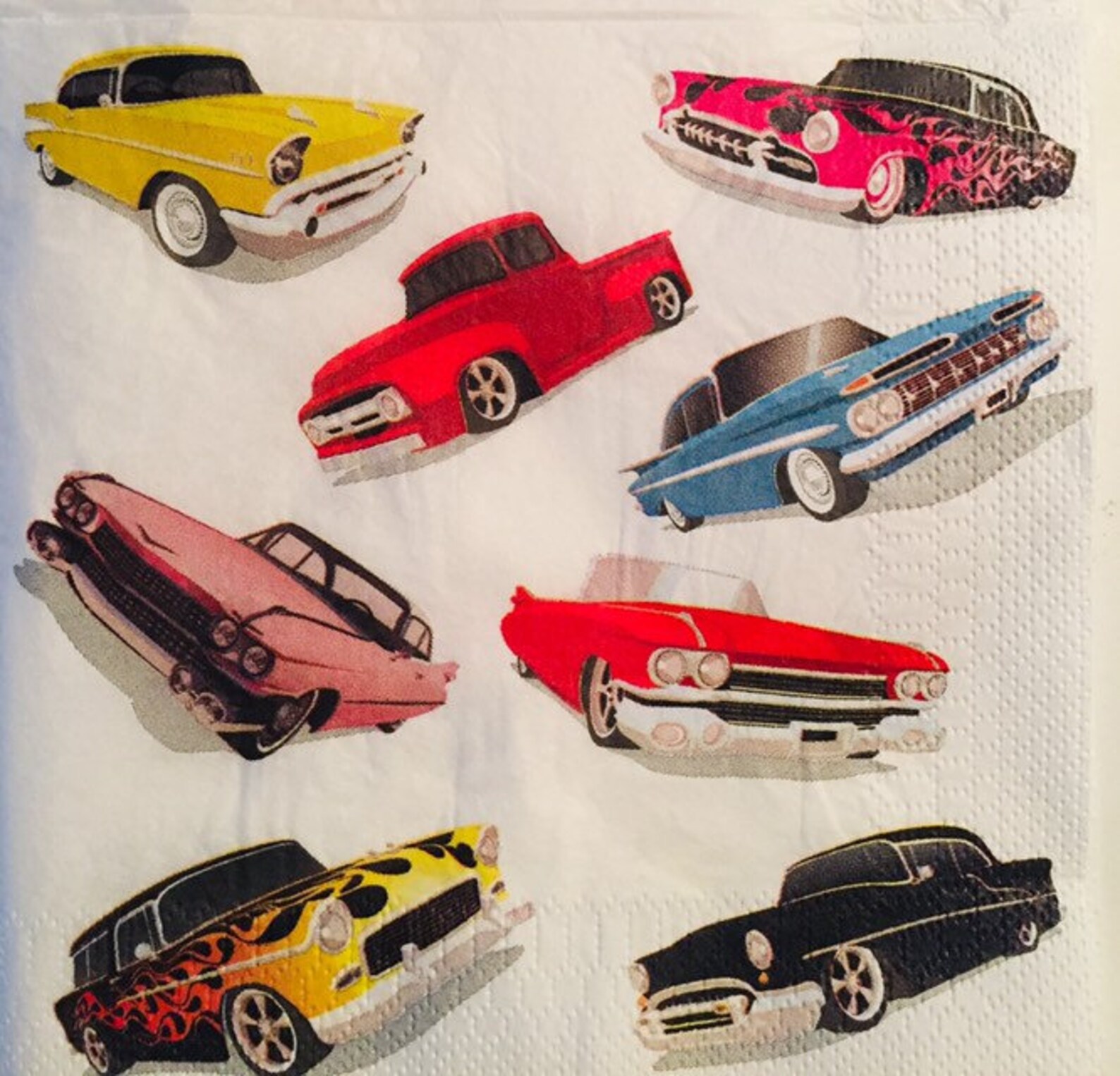 3 Decoupage Napkins, Classic Cars Convertible Truck, 13" X 13" Unfolded ...