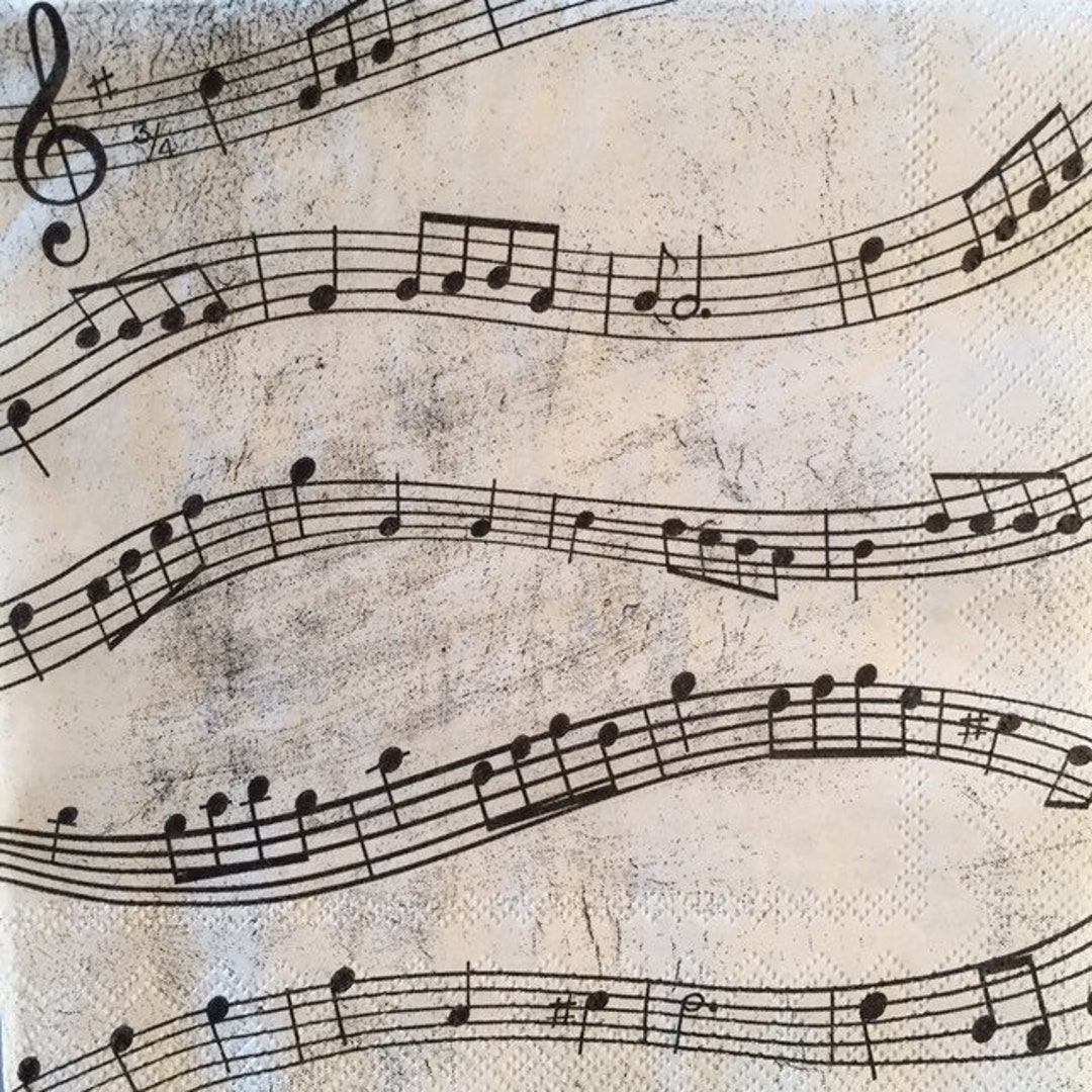 3 Decoupage Beverage Napkins - Music Notes Smudge 10" X 10" Unfolded - Etsy