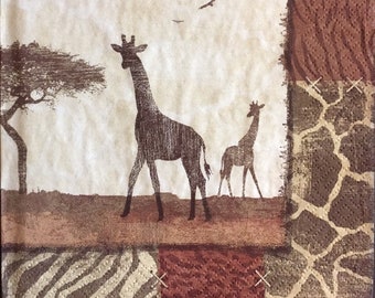 3 Decoupage Napkins, Giraffe Family African Animals 13 X 13 Unfolded - Etsy