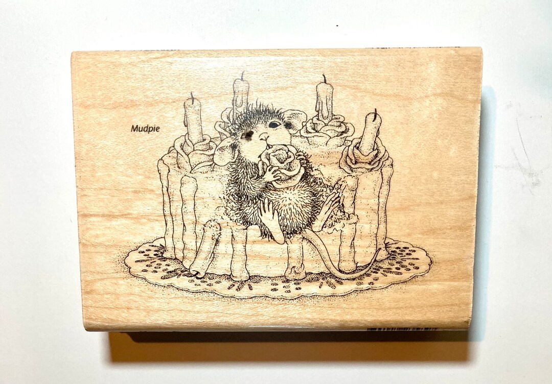 NEW Stampendous HMP109 House Mouse Mudpie Icing Roses Wooden Rubber ...