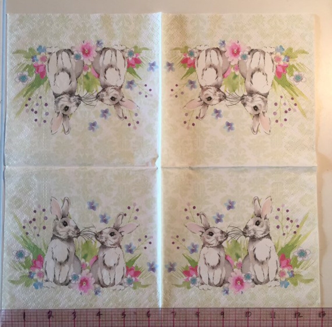 3 Decoupage Napkins Two White Rabbits 13 x 13 | Etsy