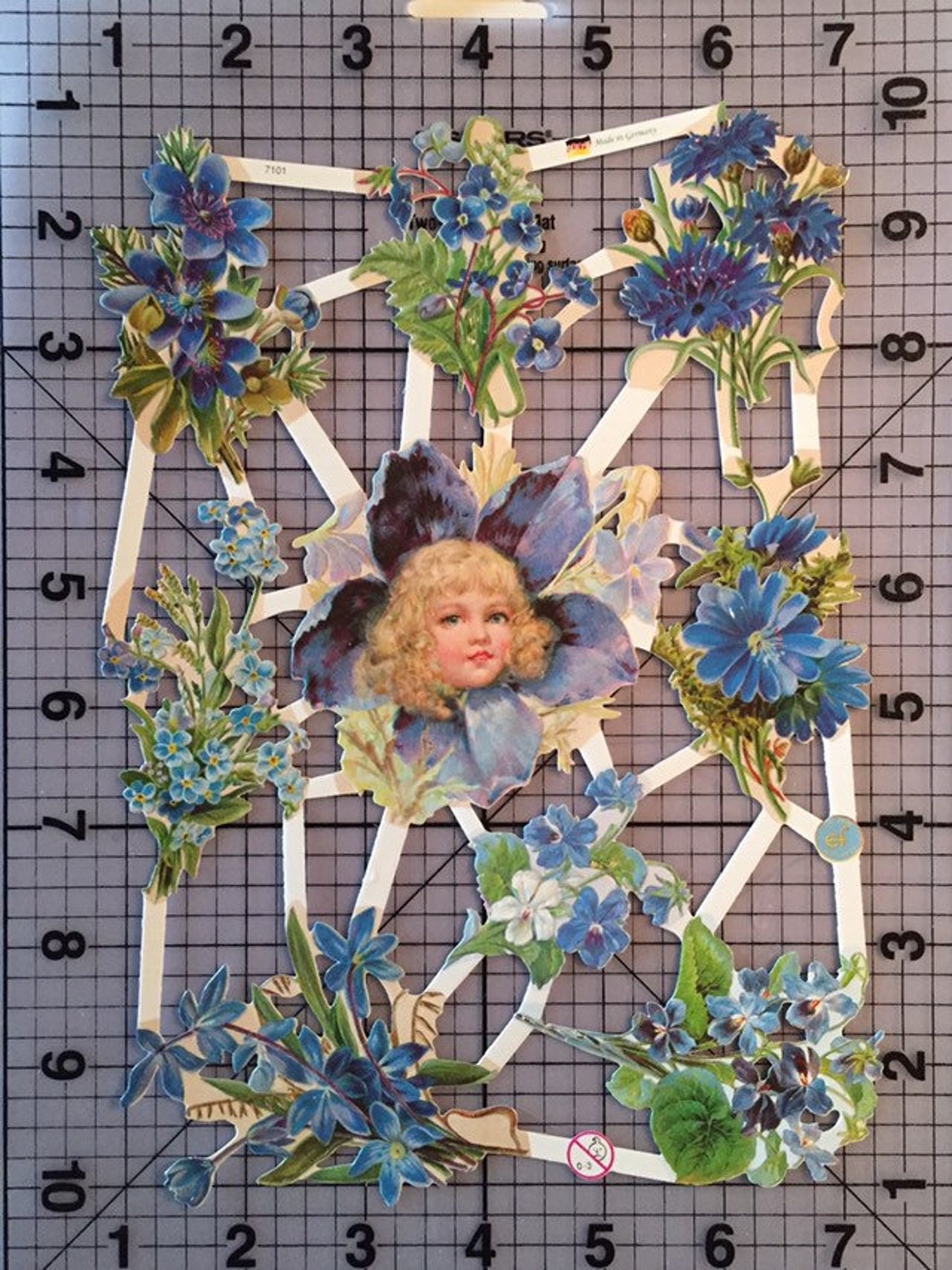 SCRAP RELIEFS One Blue Angel Flower Fairy 1 Sheet 7101 - Etsy