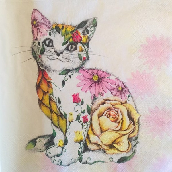 Decoupage Cat - Etsy