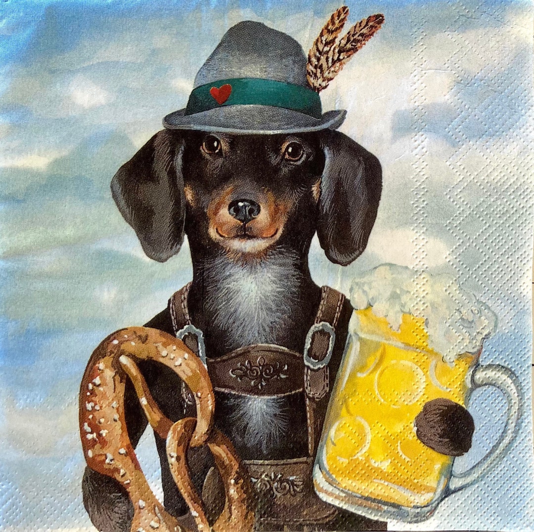 3 Decoupage Napkins Dachshund Dog Waldi Beer Pretzel - Etsy