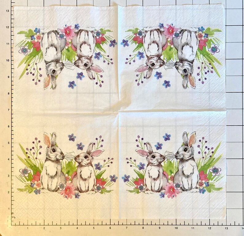 3 Decoupage Napkins Two White Rabbits 13 X 13 - Etsy