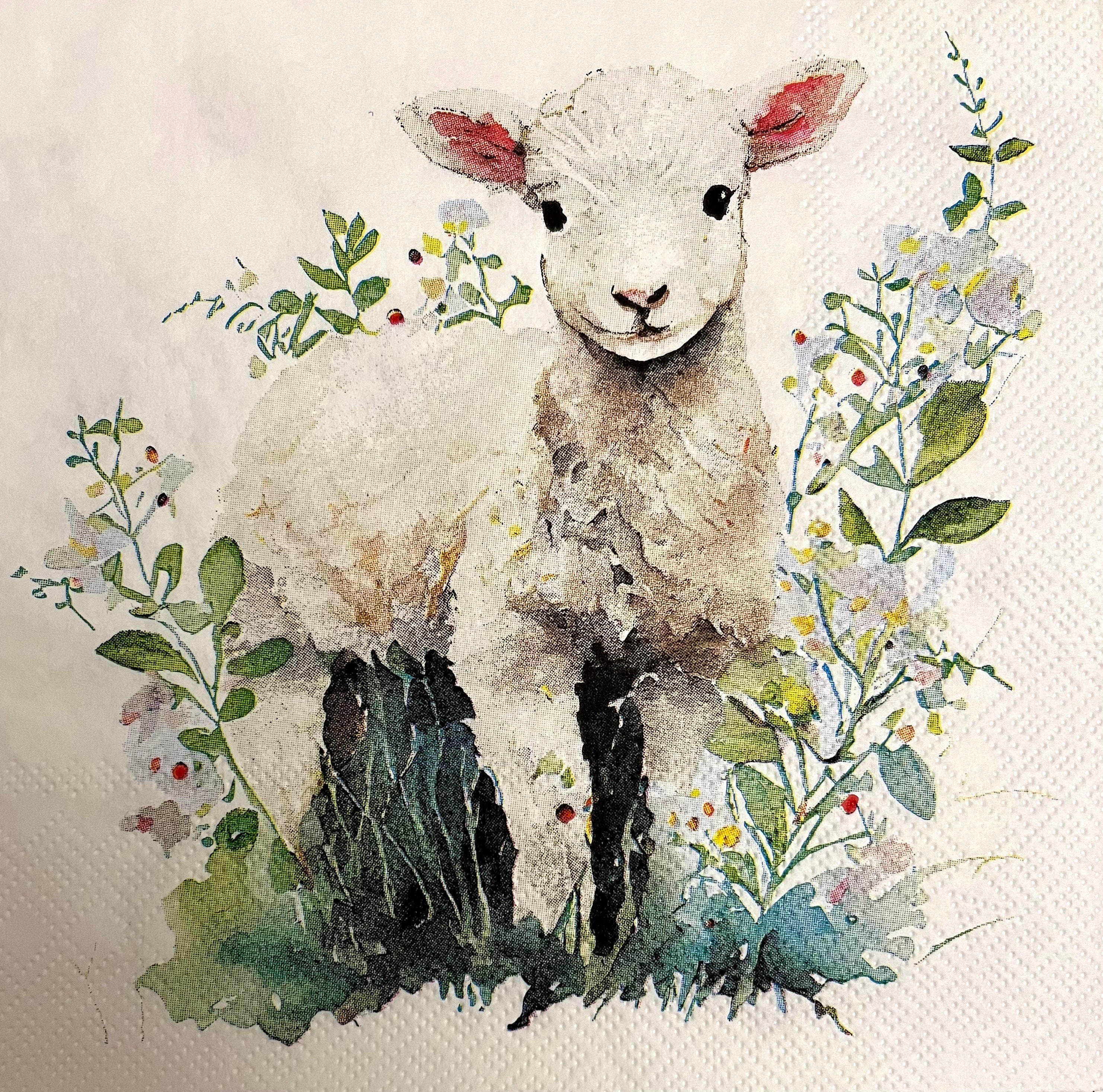 3 Decoupage Napkins, Easter White Lamb, 13" X 13" Unfolded - Etsy