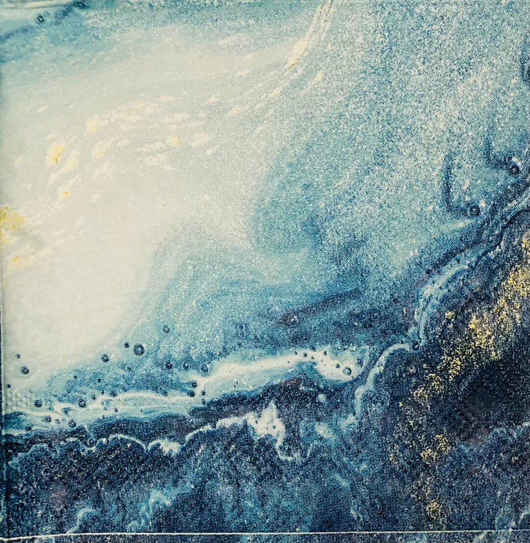 3 Decoupage Beverage Napkins, Blue Ocean Wave Marble Design, 10 X 10 ...