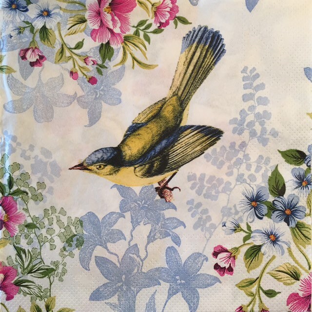 3 Decoupage Lunch Napkins Spring Bird in Dainty Garden | Etsy