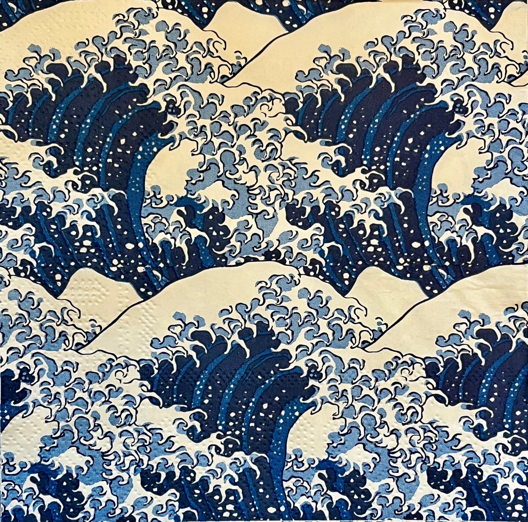 3 Decoupage Napkins, V&A Museum the Great Wave Blue Hokusai, 13 X 13 ...