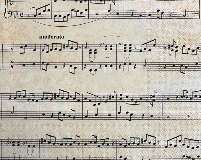 3 Decoupage Napkins - Sheet Music Notes Vintage Paper Composition No 5 ...