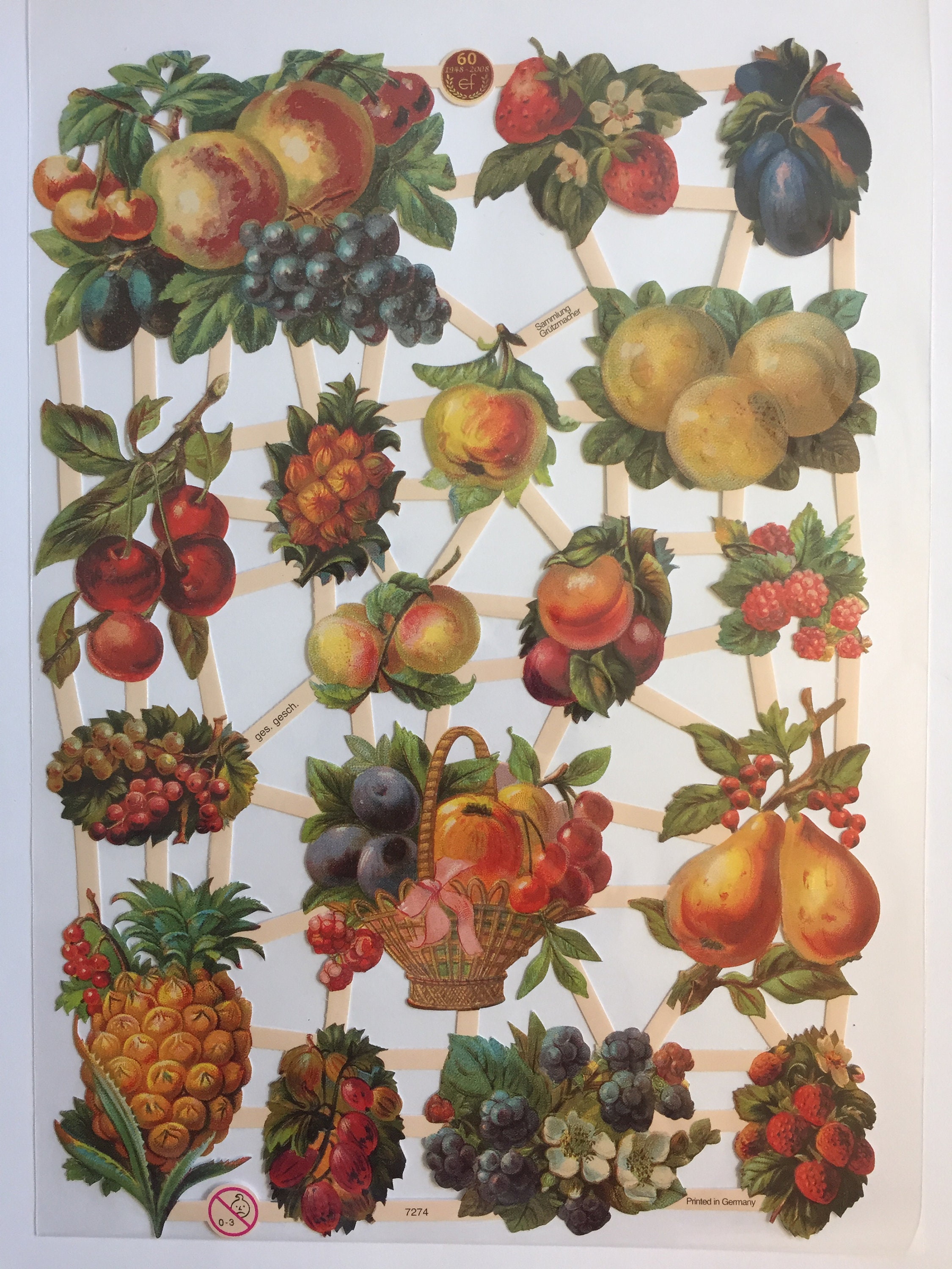 SCRAP RELIEFS Vintage Delicious Fruit 1 Sheet 7274 - Etsy