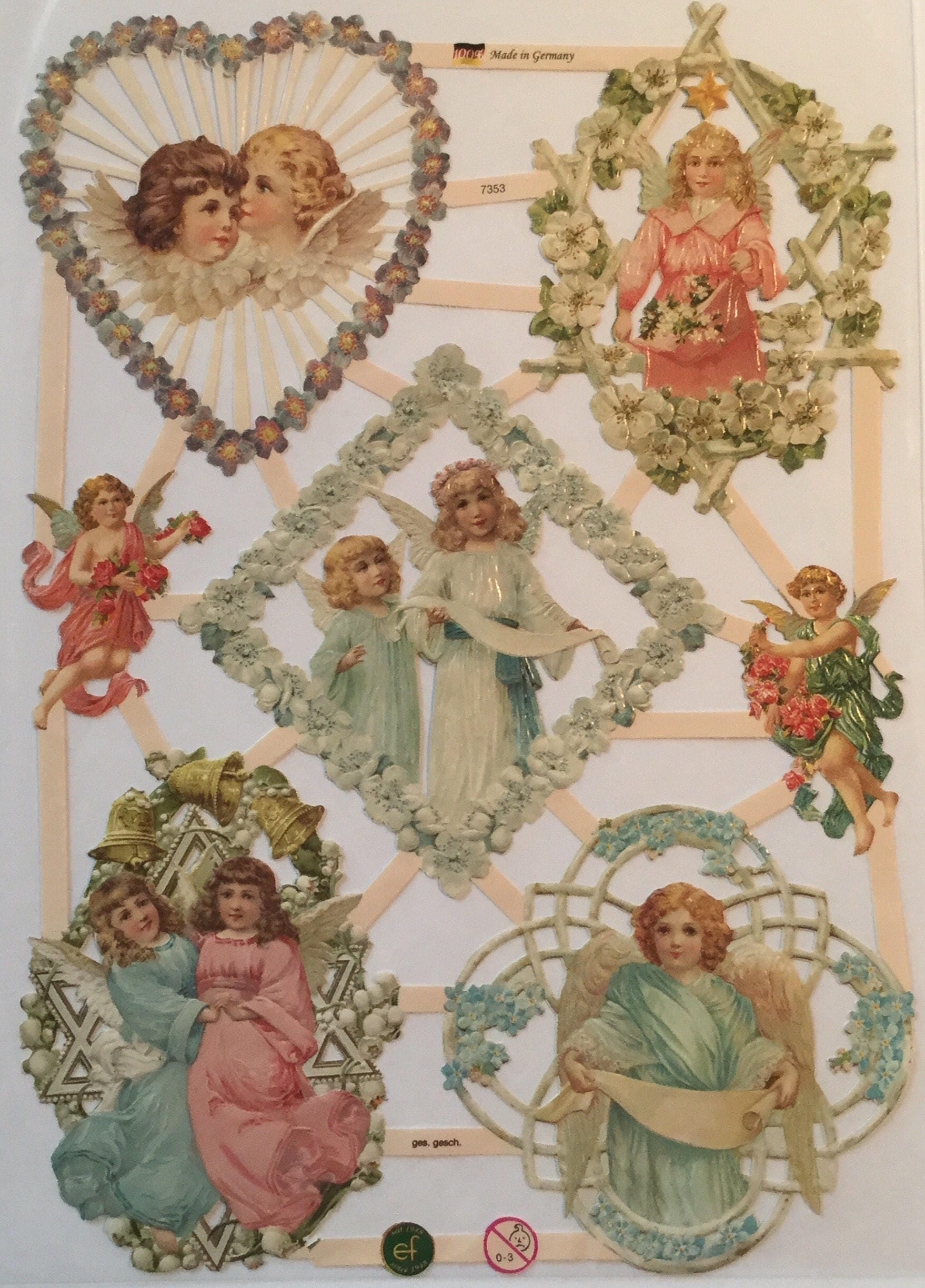 SCRAP RELIEFS 7 Fancy Angels (1 Sheet) #7353 - Embossed Die Cuts ...