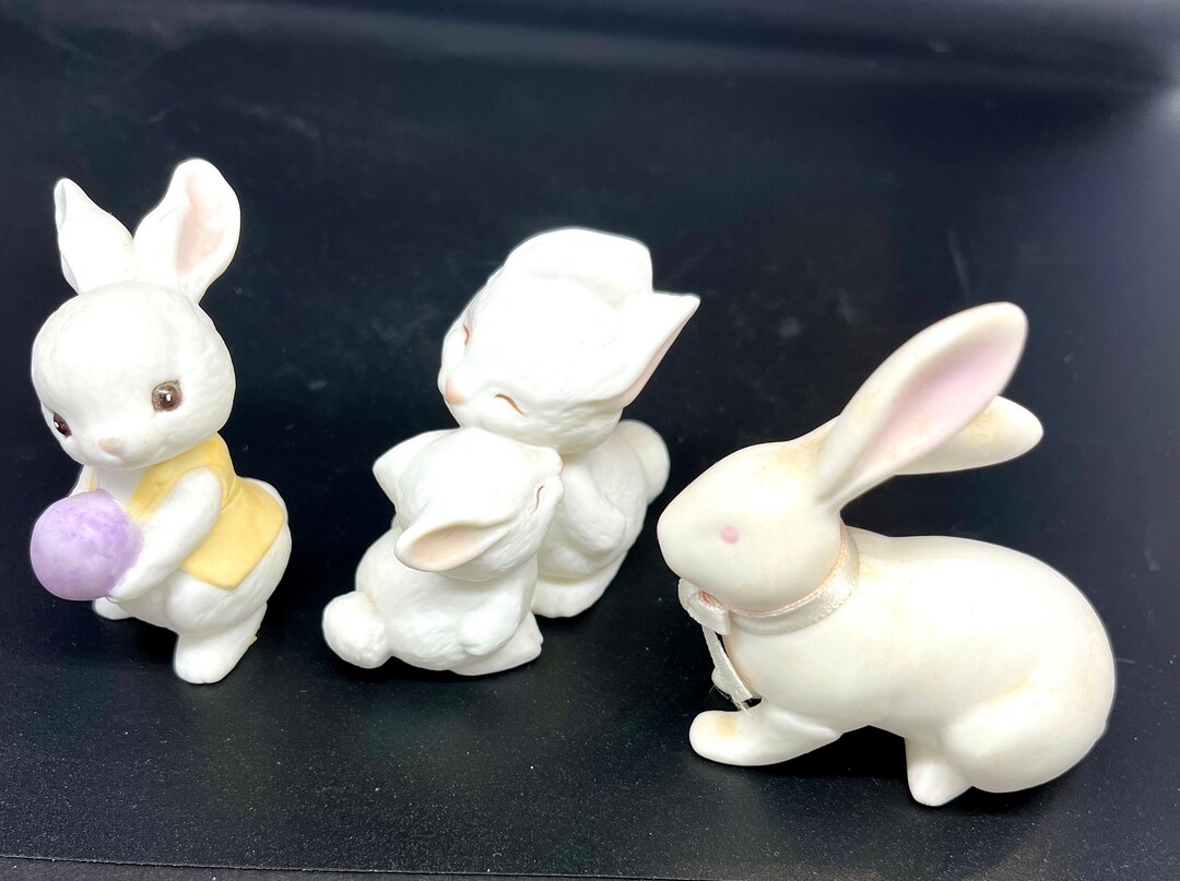 3 Hallmark White Porcelain Ceramic Small Rabbits Bunnies, 1980s - Etsy