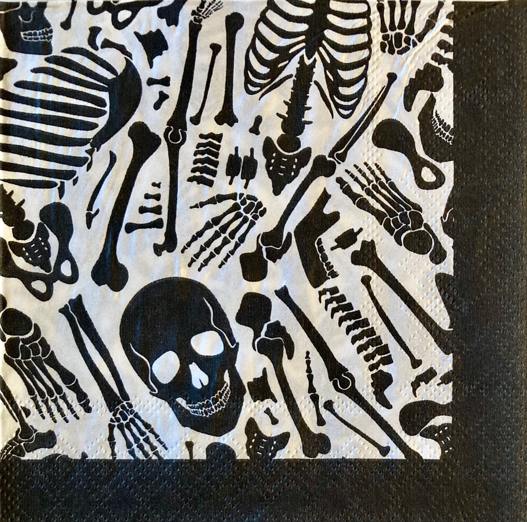 3 Decoupage Beverage Napkins Halloween Bones Skeleton Día De - Etsy