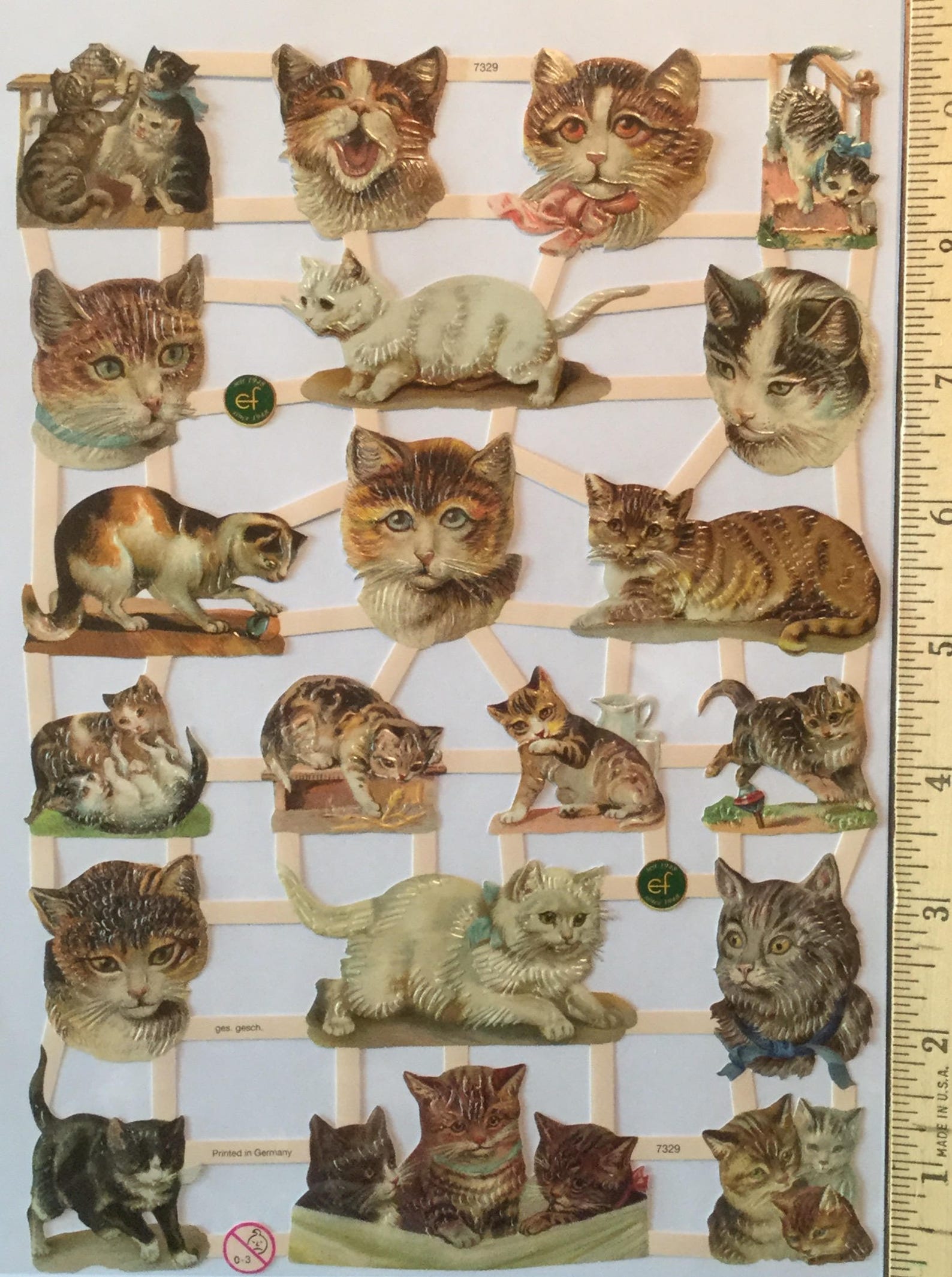 Vintage Cat SCRAP RELIEFS Sweet Cats & Kittens (1 Sheet) #7329 ...