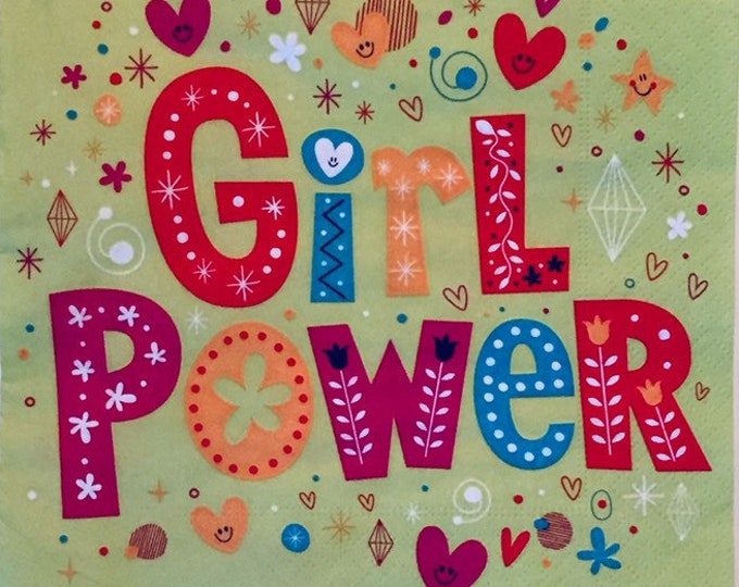 3 Decoupage Napkins, Girl Power Encouragement 13" X 13" Unfolded - Etsy