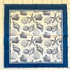 3 Decoupage Napkins, Blue White Shells Seashore Collage, 13" X 13 ...