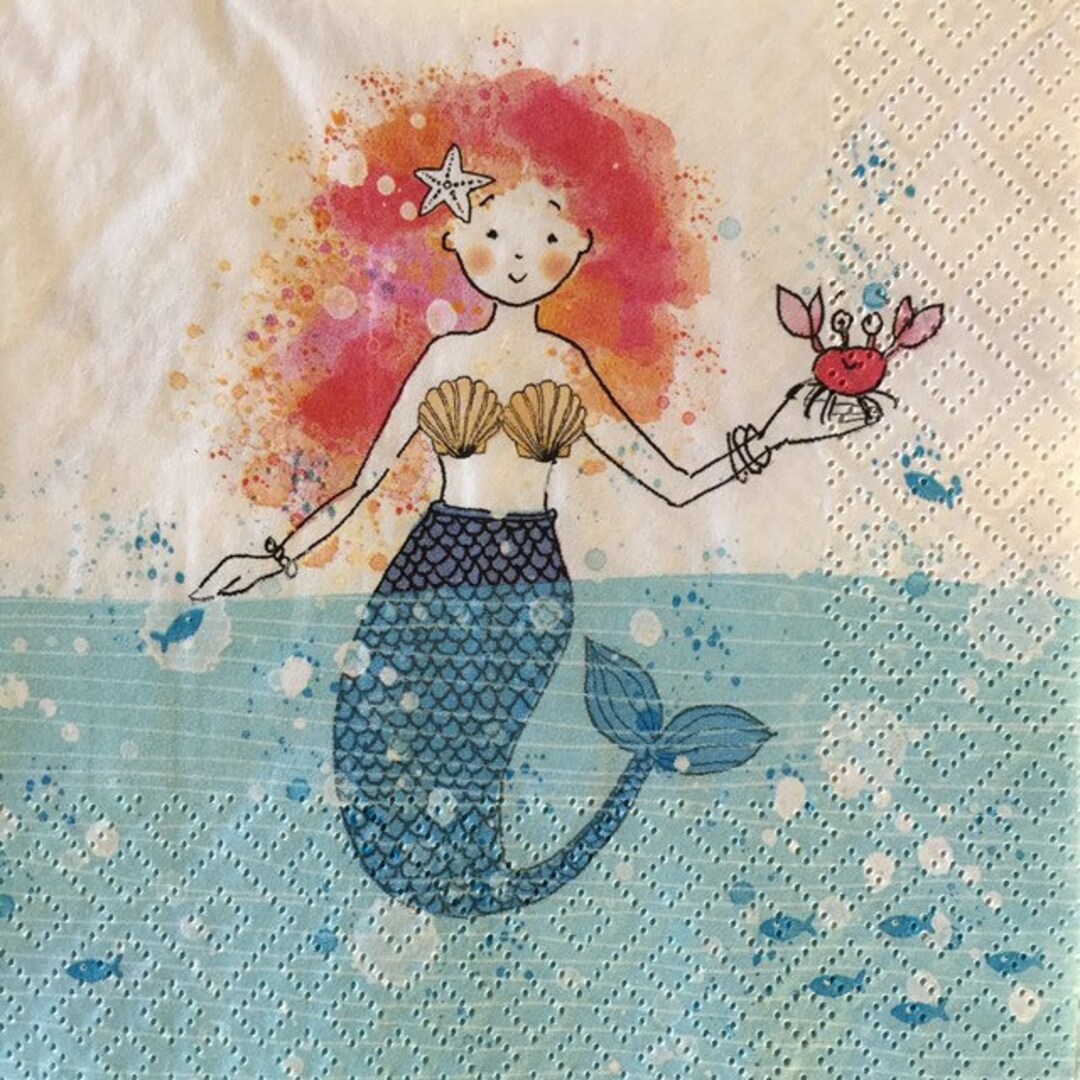 3 Decoupage Napkins, Mermaid Friends, 13" X 13" Unfolded - Etsy