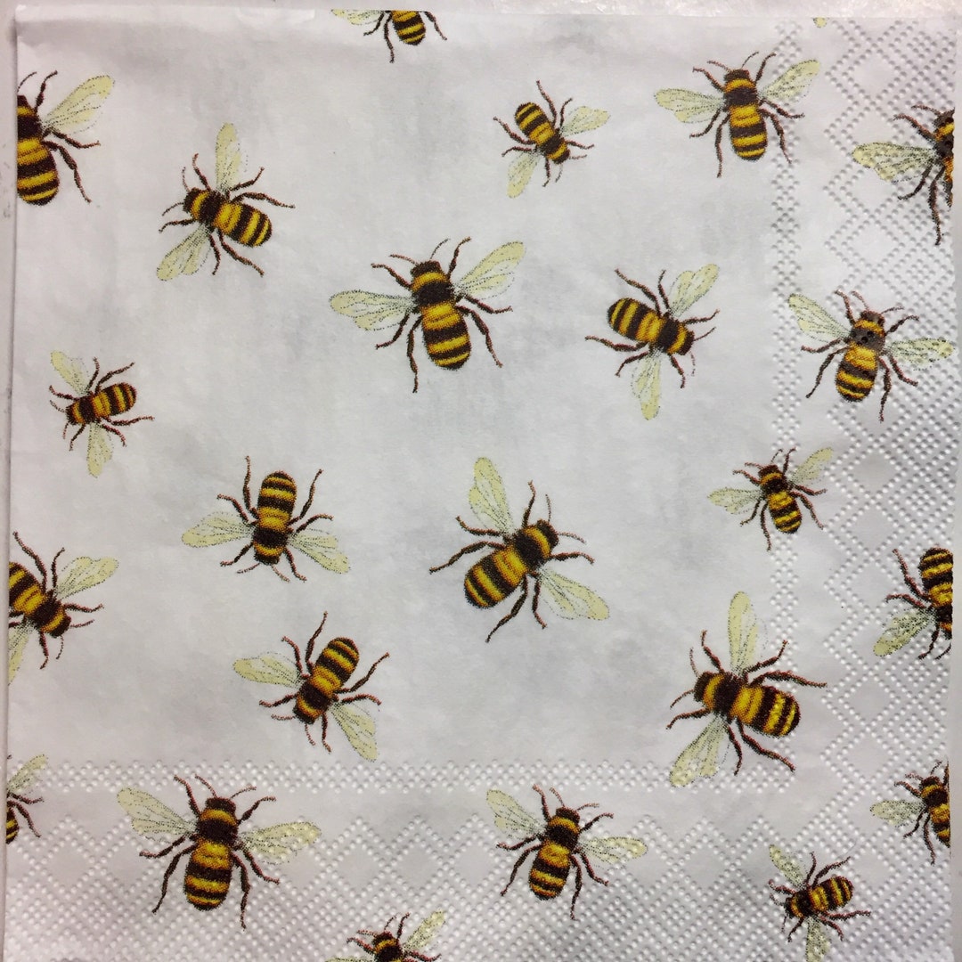 3 Decoupage Beverage Napkins, Busy Bees Save the Bees, 10" X 10 ...